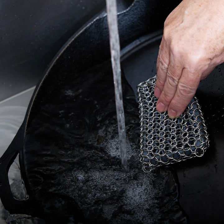 RSVP Stainless Steel Chain Cast Iron Scrubber — KitchenKapers