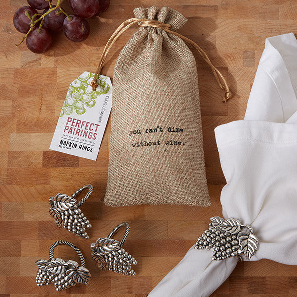Set of 4 Perfect Pairings Grapes Napking Rings — KitchenKapers